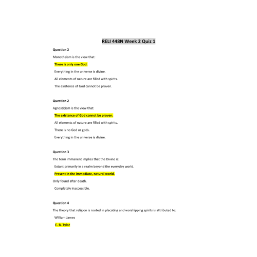 RELI 448N Week 2 Quiz | Course Notes for Students RELI 448N Week 2 Quiz | Course Notes for Students