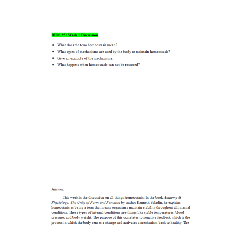 BIOS 251 Week 1 Discussion | Course Notes for Students BIOS 251 Week 1 Discussion | Course Notes for Students