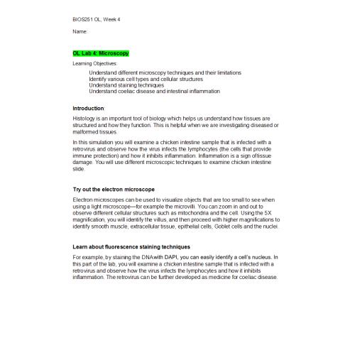 BIOS 251 Week 4 Lab; Microscopy | Course Notes for Students BIOS 251 Week 4 Lab; Microscopy | Course Notes for Students