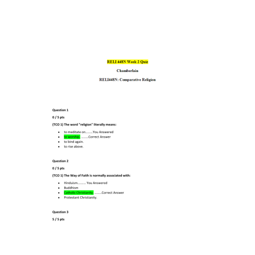 RELI 448N Week 2 Quiz | Course Notes for Students RELI 448N Week 2 Quiz | Course Notes for Students